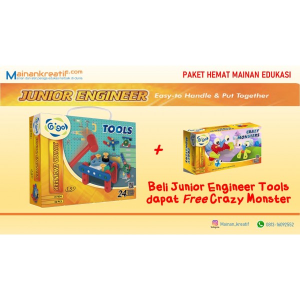 Paket Hemat Gigo Junior Engineer Tools + Crazy Monster - Mainan Kreatif